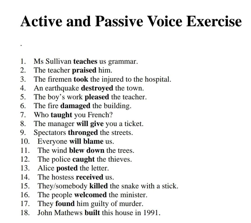 Active Passive Worksheet - Printable Coloring Free
