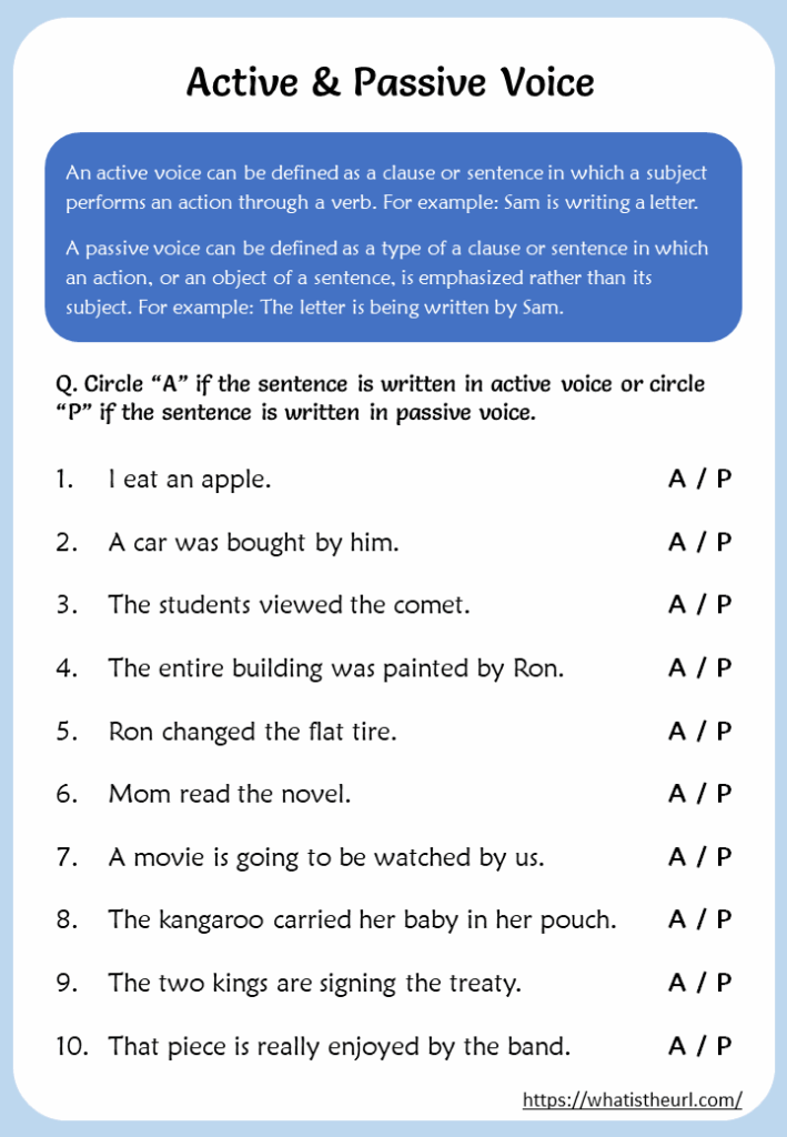 Active And Passive Voice Worksheets With Answers - Printable Coloring Free
