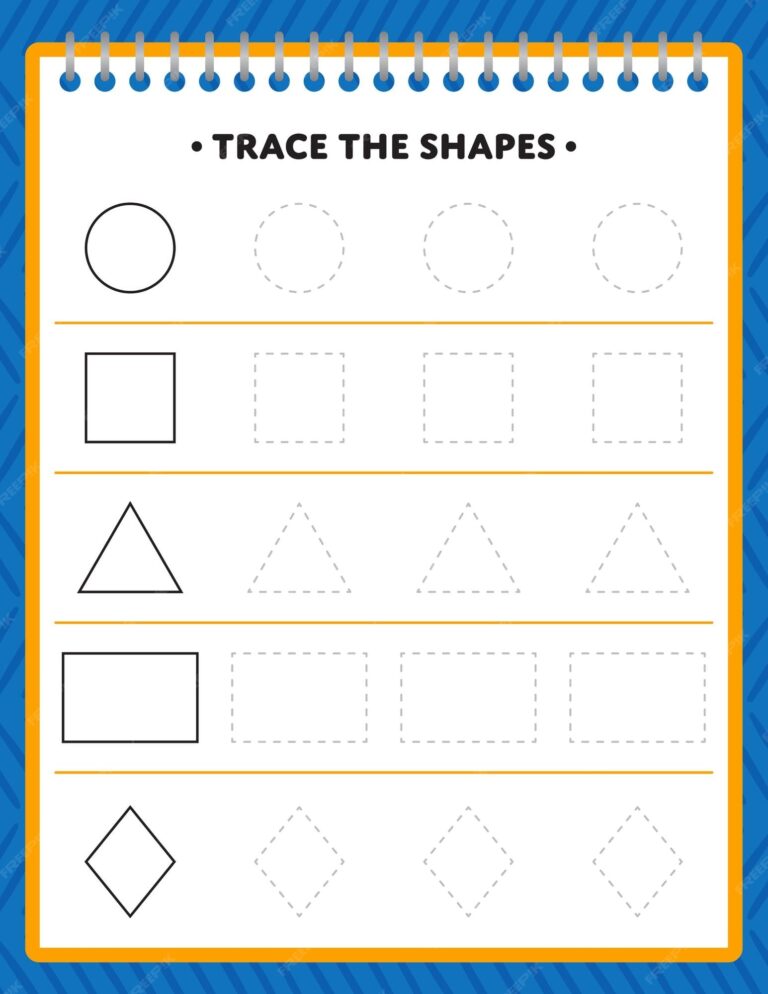 Shape Tracing Worksheets - Printable Coloring Free