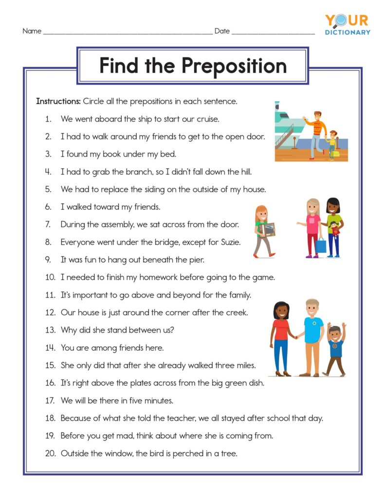 Preposition Of Time Worksheet - Printable Coloring Free