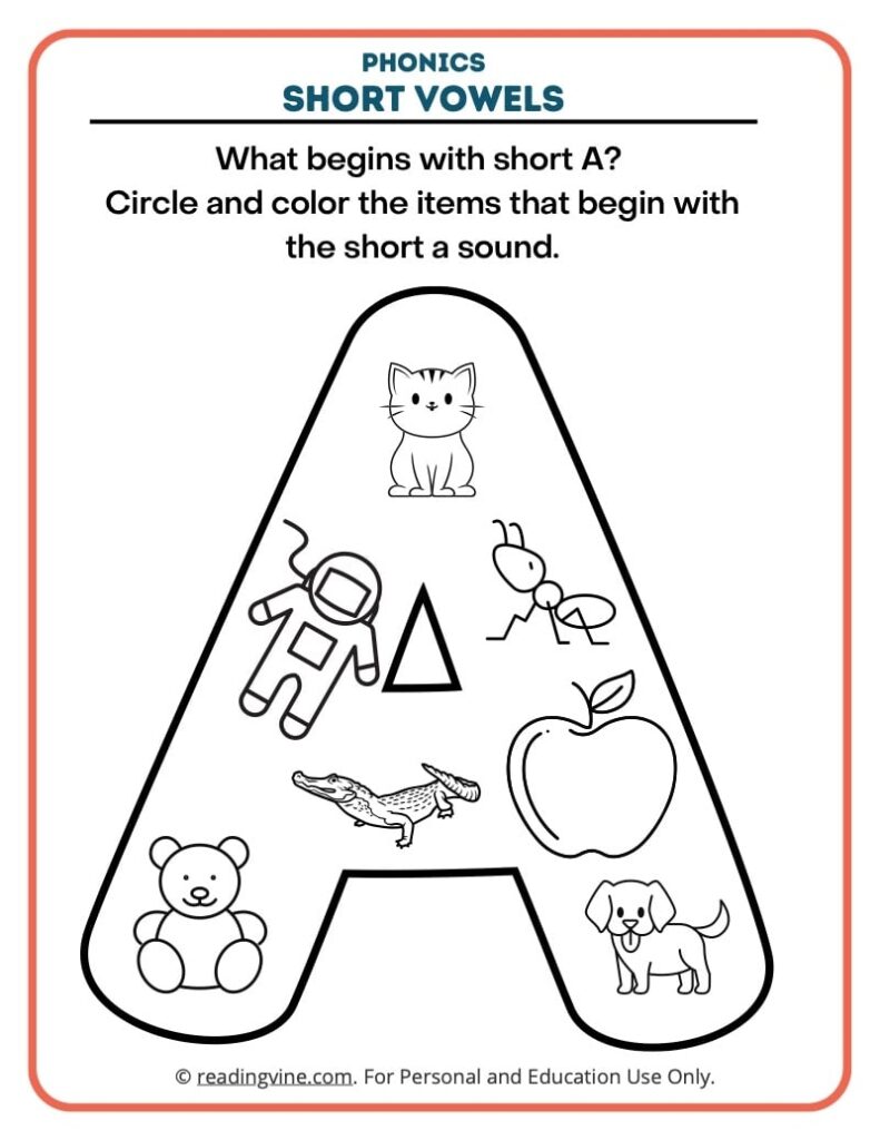 Short Vowel Worksheets - Printable Coloring Free