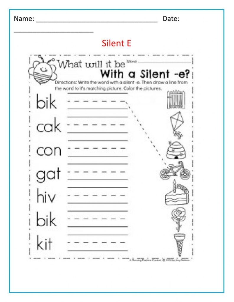 Silent E Worksheets - Printable Coloring Free