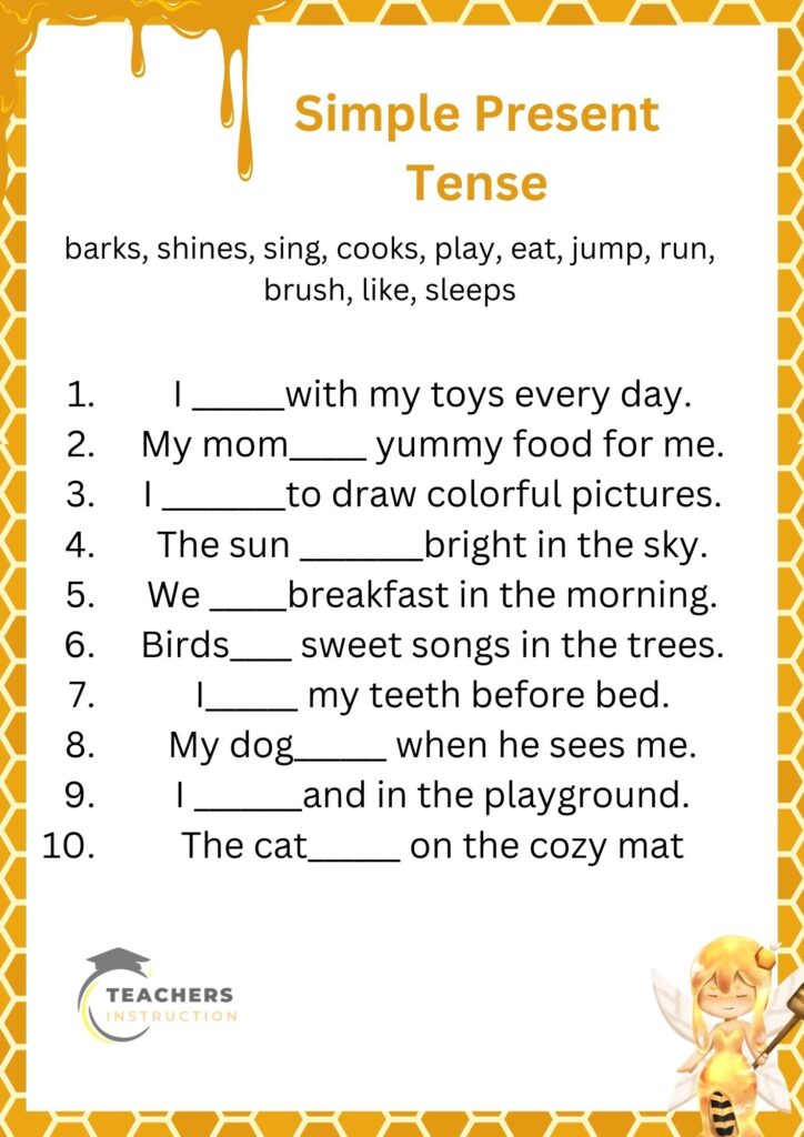 Tense Worksheet - Printable Coloring Free