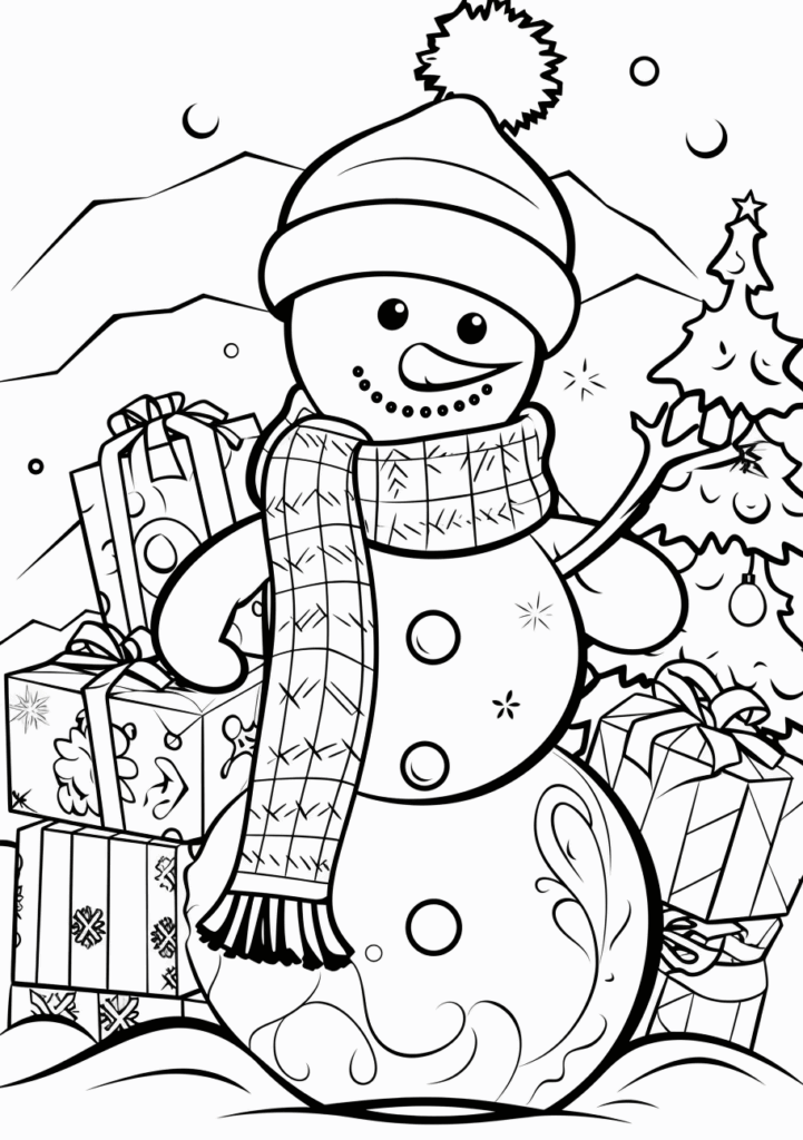 Snowman Coloring Page Free - Printable Coloring Free