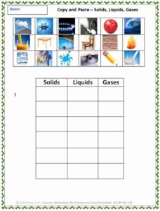 Solid Liquid Gas Worksheet - Printable Coloring Free