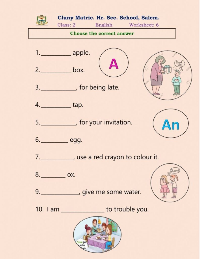 English Worksheet For Class 2 - Printable Coloring Free
