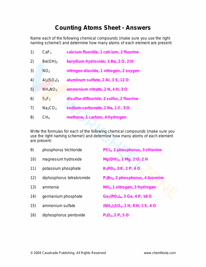 Counting Atoms Worksheet - Printable Coloring Free