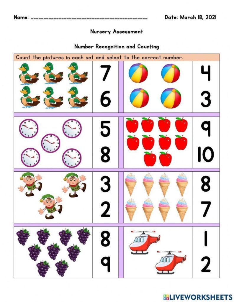Counting Worksheets - Printable Coloring Free