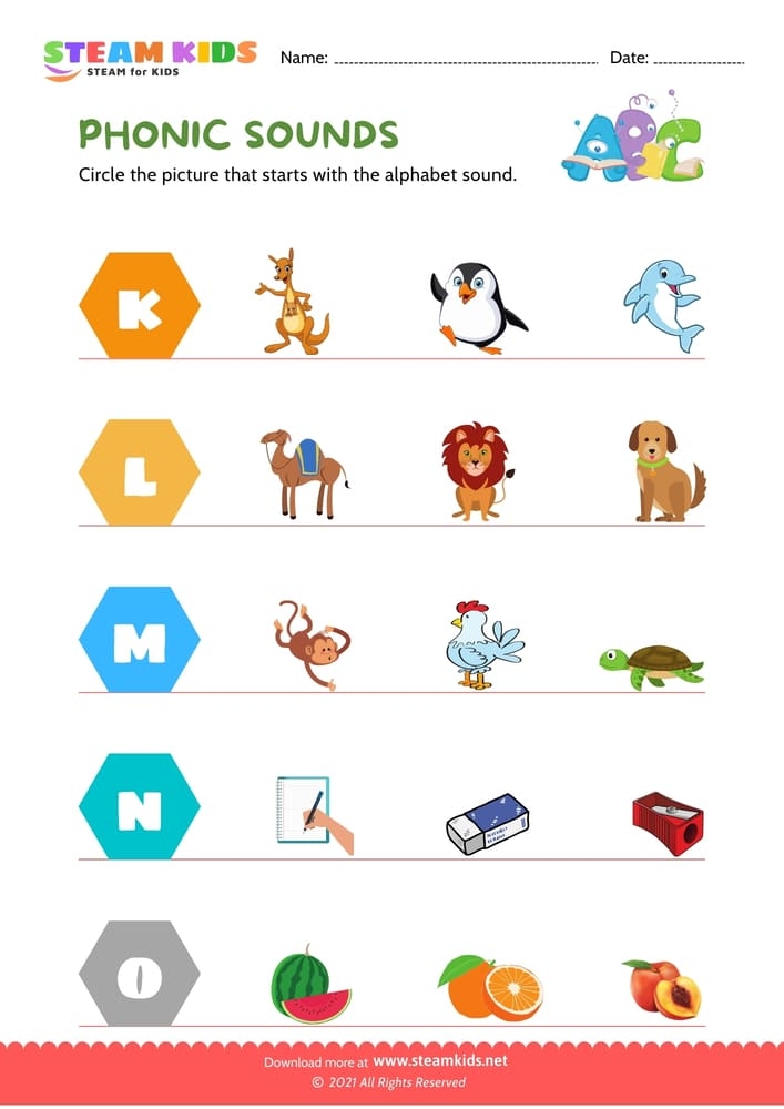 Phonic Sound Worksheet - Printable Coloring Free