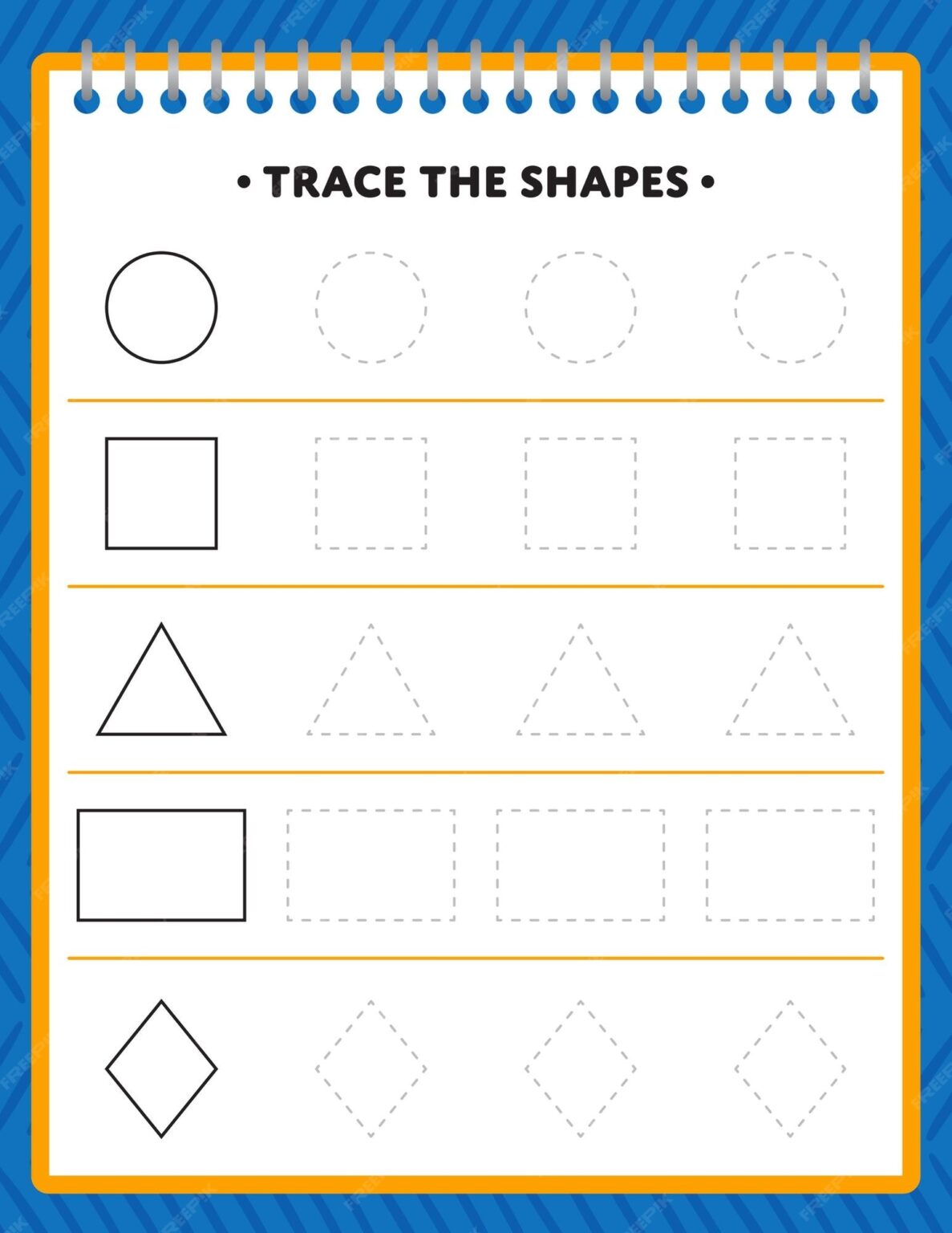Shape Tracing Worksheets - Printable Coloring Free