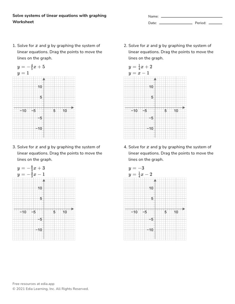 Linear Equations Worksheet - Printable Coloring Free