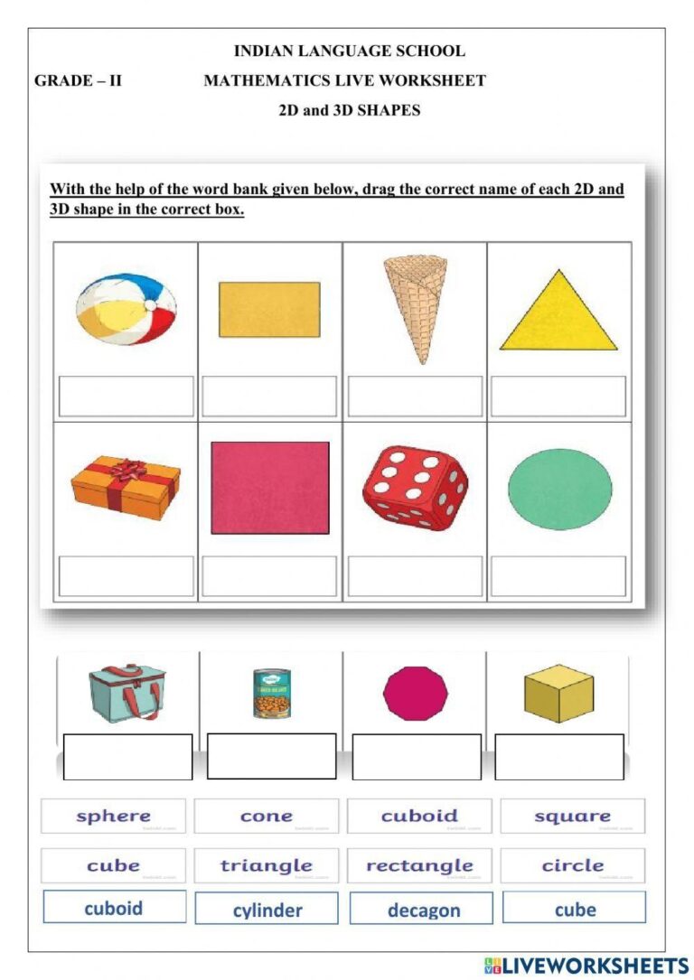3d Shapes Worksheet - Printable Coloring Free
