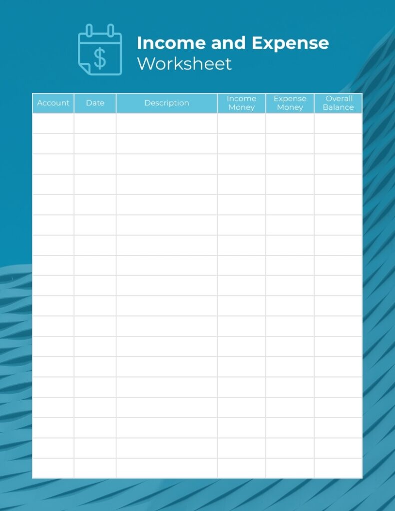 Income And Expense Worksheet - Printable Coloring Free