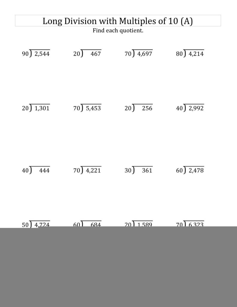 Long Division Worksheets - Printable Coloring Free