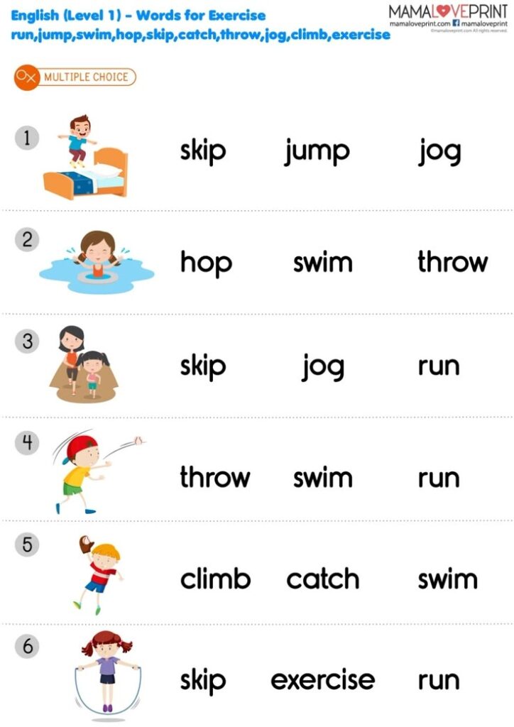 Action Words Worksheet - Printable Coloring Free