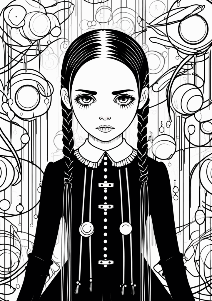 Wednesday Addams Coloring Page - Printable Coloring Free