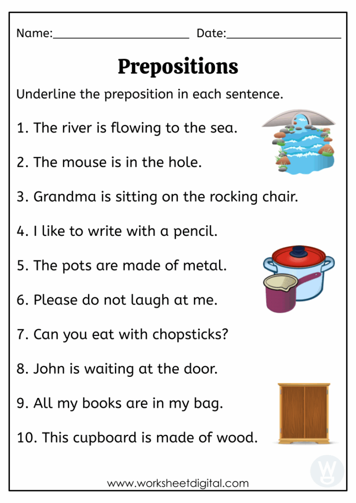 Preposition Worksheet For Class 4 - Printable Coloring Free