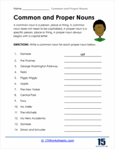 Common Noun Proper Noun Worksheet - Printable Coloring Free
