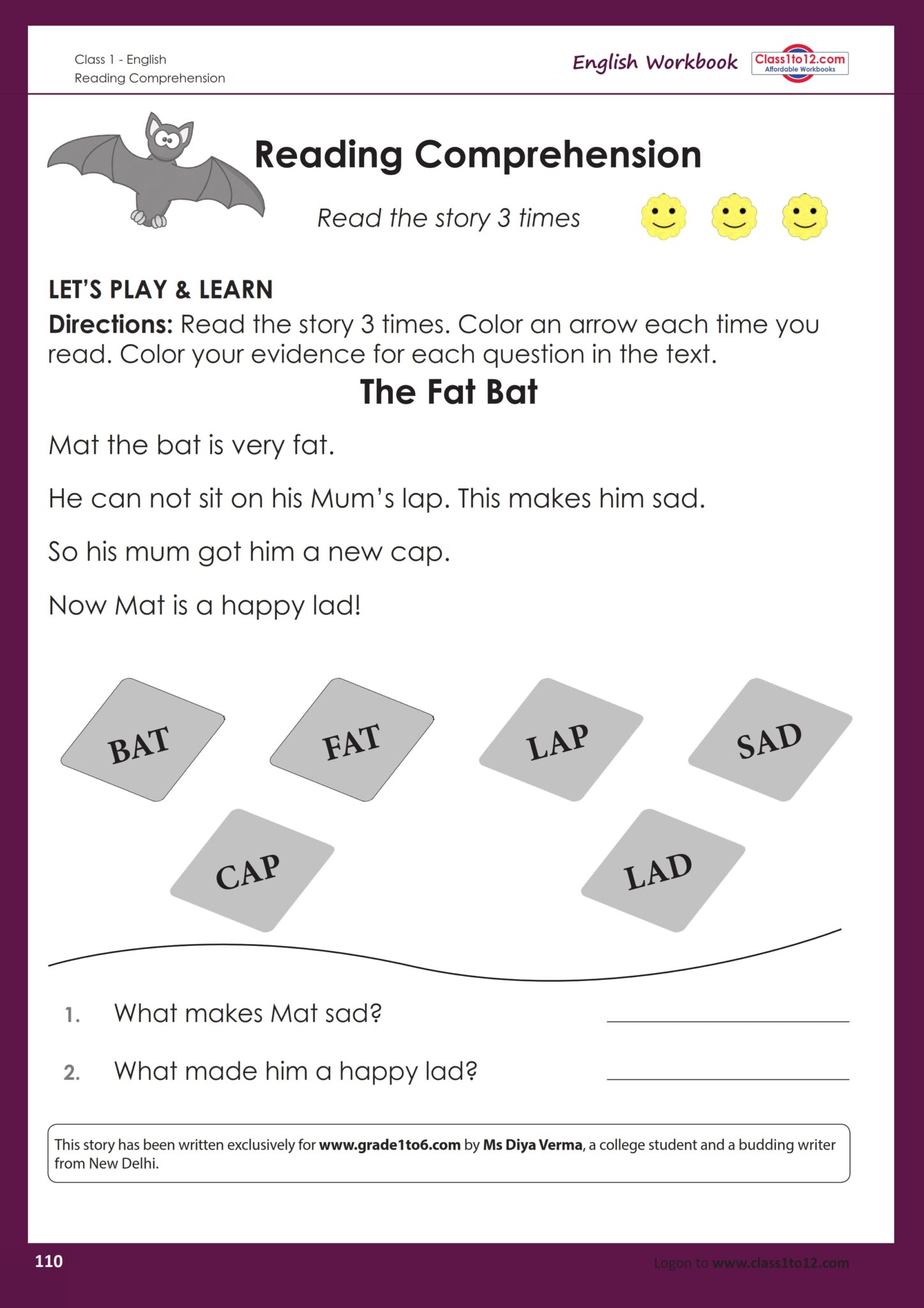 Reading Comprehension For Class 1 Printable Coloring Free